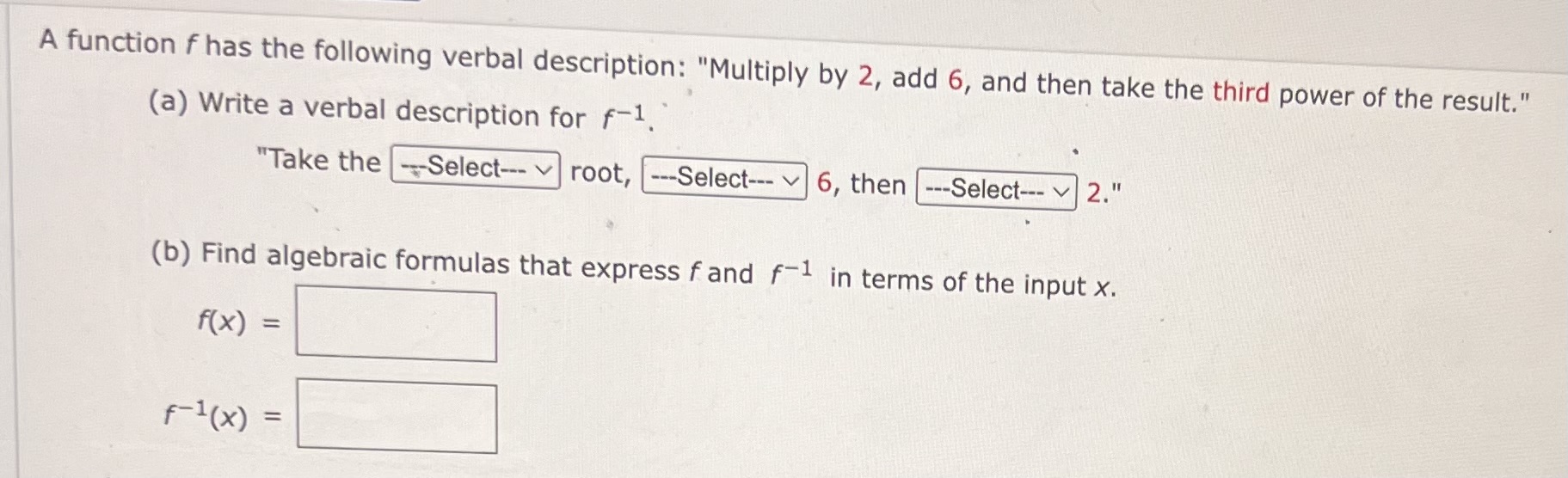 Solved A function f has the following verbal description: | Chegg.com