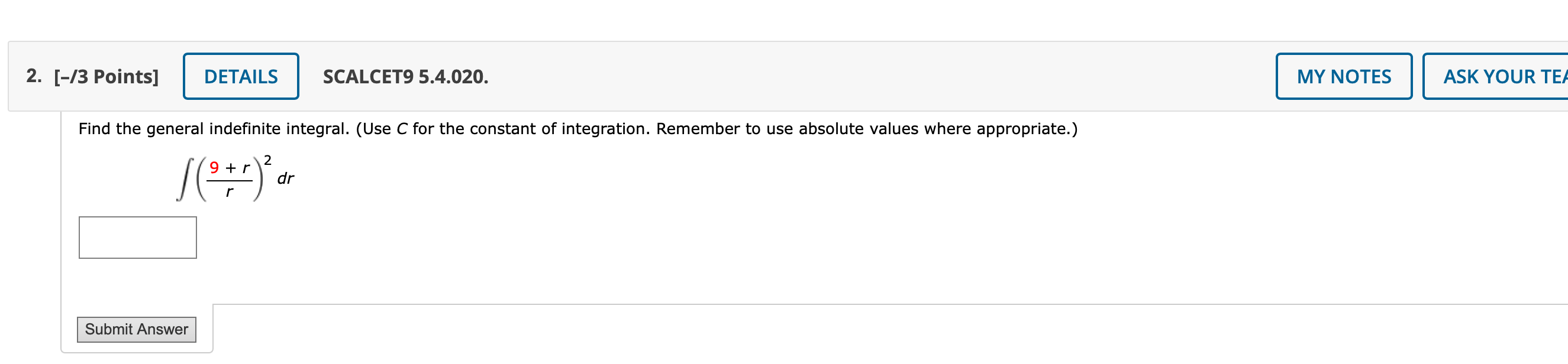Solved Find the general indefinite integral. (Use C for | Chegg.com