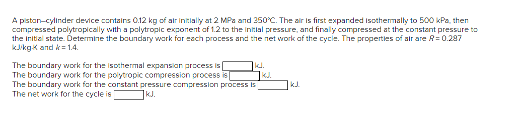 A piston-cylinder device contains 0.12 kg of air | Chegg.com