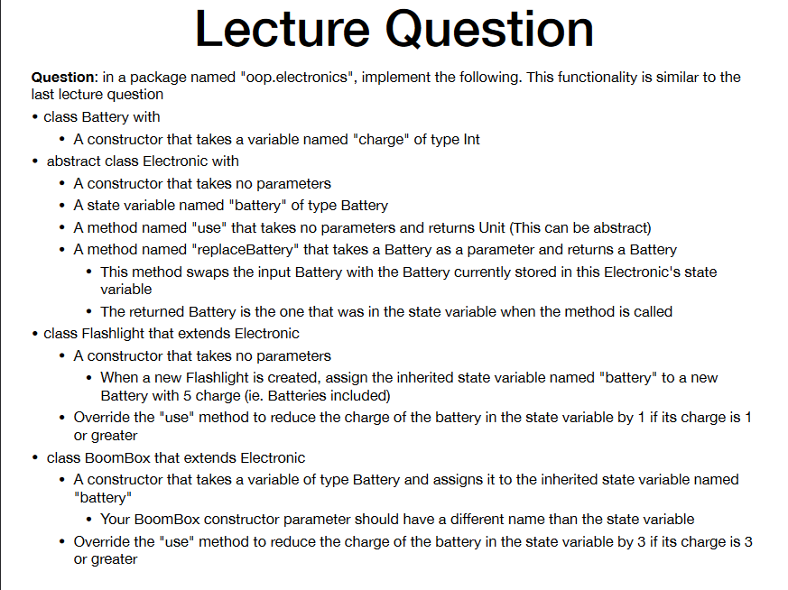 Lecture Question Question: in a package named | Chegg.com