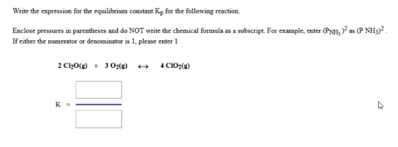 Solved Write the expression for the equilibrium constant Kp | Chegg.com