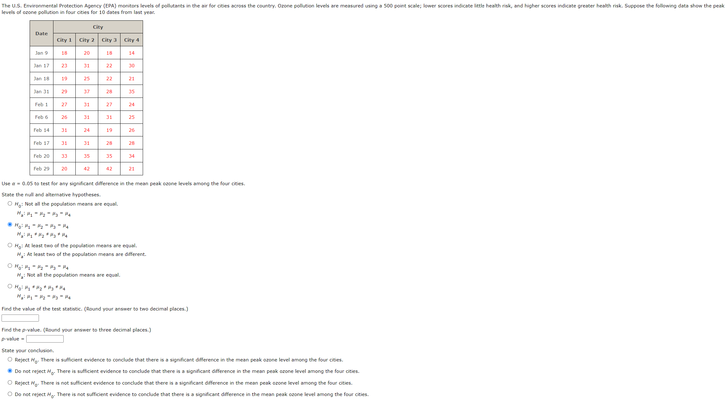 Solved Ha:μ1=μ2=μ3=μ4H0:μ1=μ2=μ3=μ4Ha:μ1 =μ2 =μ3 =μ4 H0 : At | Chegg.com