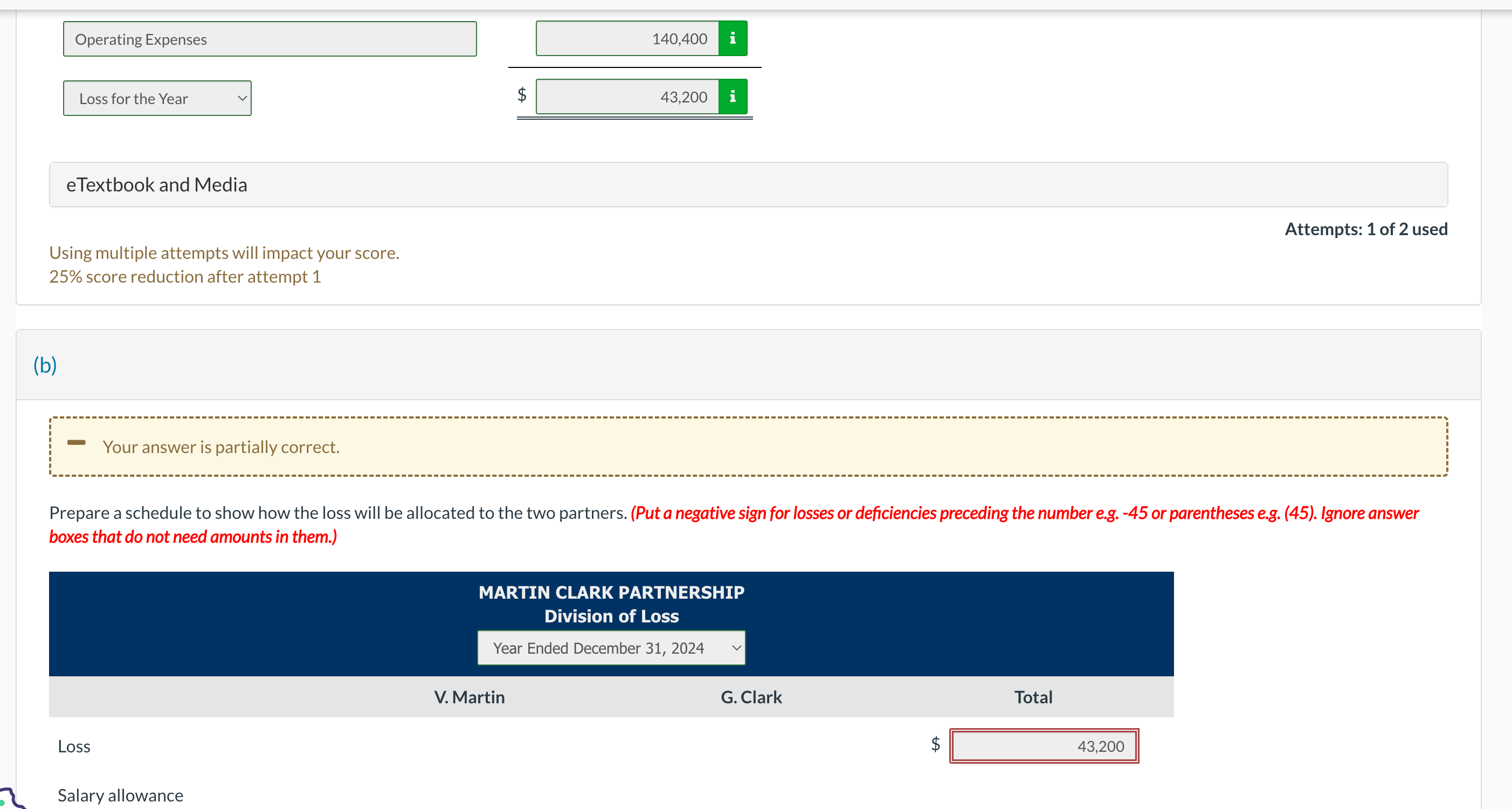Solved Veda Martin and Gordon Clark have a partnership | Chegg.com
