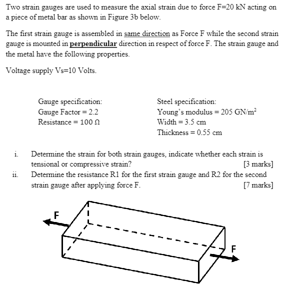 Solved Two strain gauges are used to measure the axial | Chegg.com