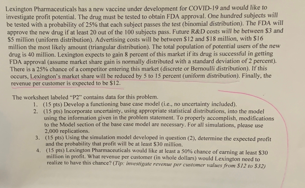Lexington Pharmaceuticals has a new vaccine under | Chegg.com