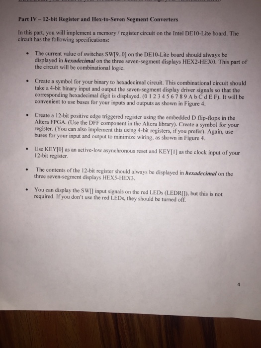 Part IV-12-bit Register and Hex-to-Seven Segment | Chegg.com