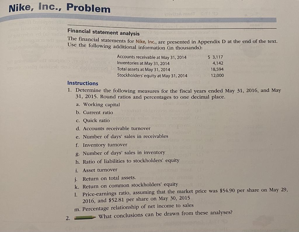Solved Do the following: Complete the Nike, Inc. Problem | Chegg.com