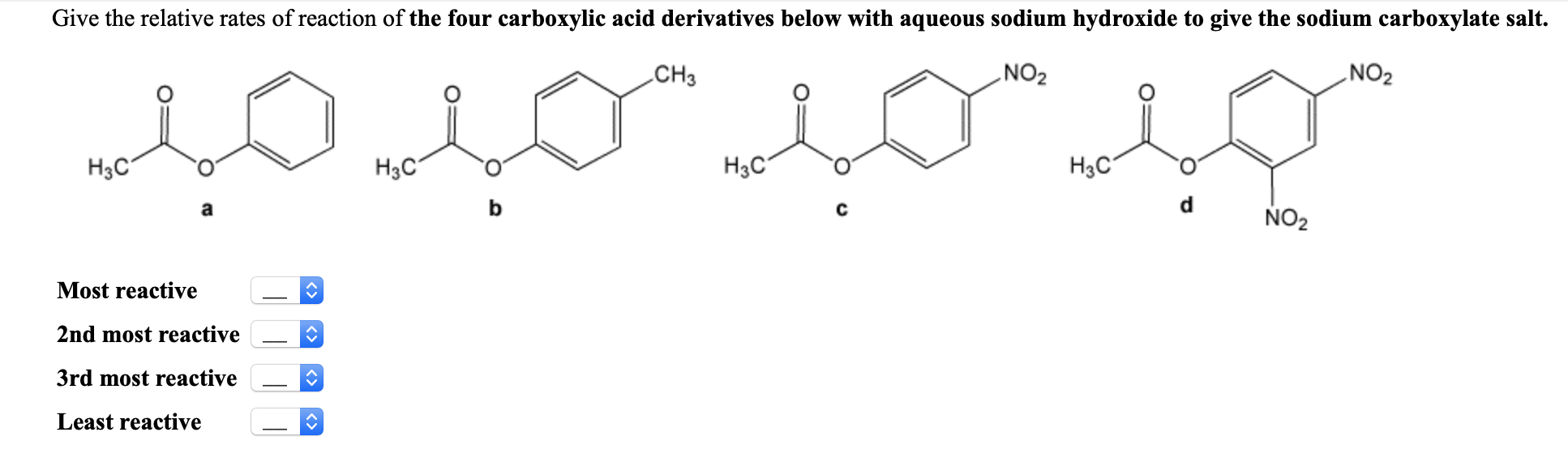 Solved Give the relative rates of reaction of methyl | Chegg.com