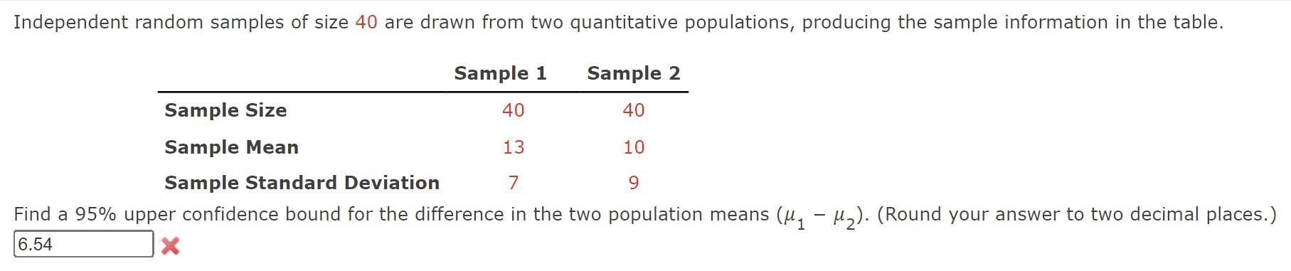 Solved Find a 95% upper confidence bound for the difference | Chegg.com