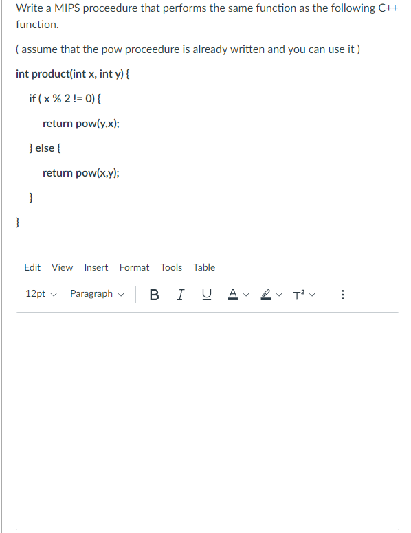 Solved Write a MIPS proceedure that performs the same | Chegg.com
