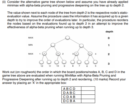 Solved (ii) Consider the alternative game tree shown below | Chegg.com