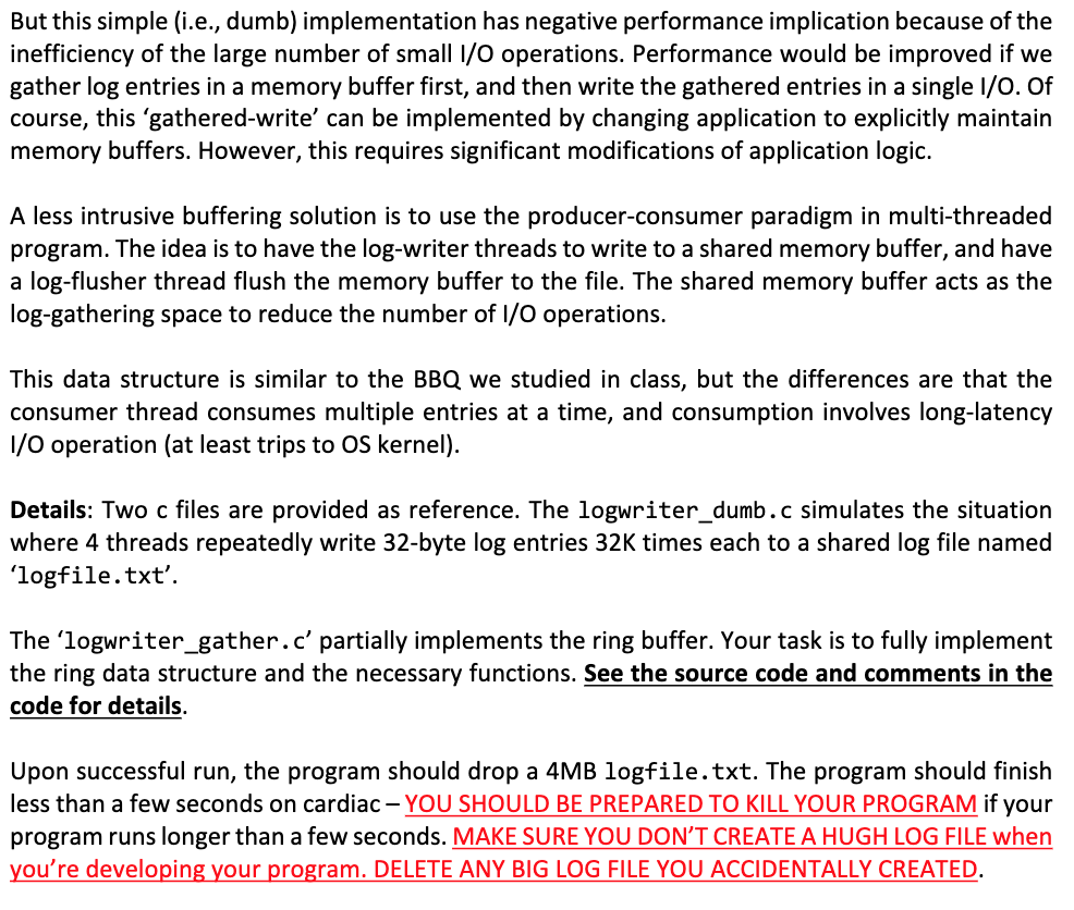 1. Write merging for small log entries Purpose: to | Chegg.com