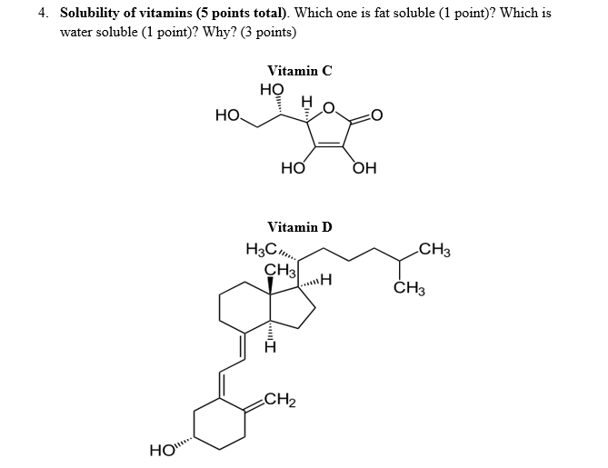 Solved 4. Solubility of vitamins ( 5 points total). Which | Chegg.com