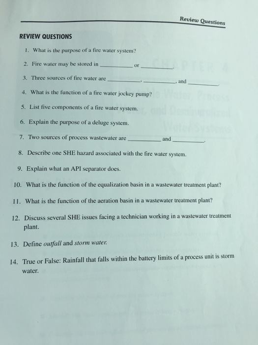 Solved What is the purpose of a fire water system? 2. Fire | Chegg.com
