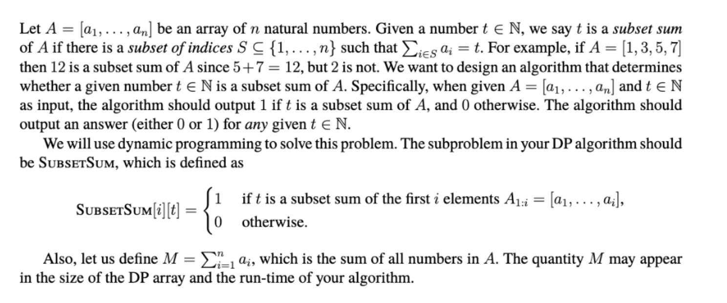 Solved Let A=[a1,…,an] be an array of n natural numbers. | Chegg.com
