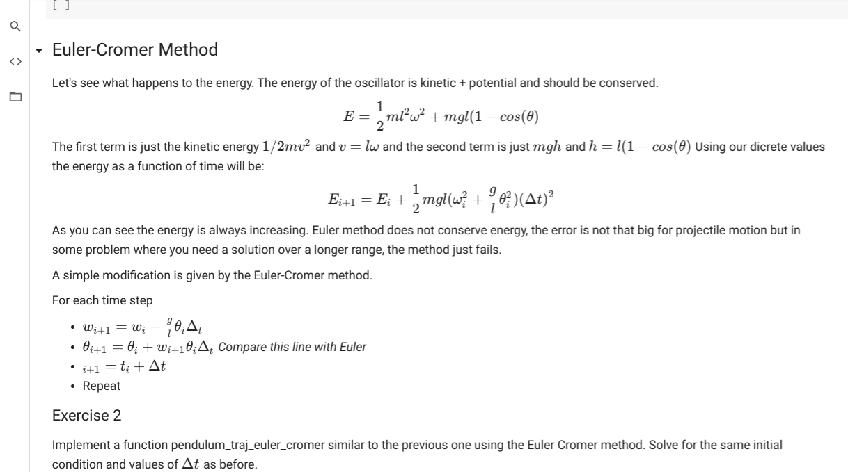 Q Euler-Cromer Method Lets see what happens to the energy. The energy ...