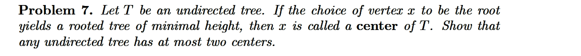 Solved Problem 7. Let T be an undirected tree. If the choice | Chegg.com