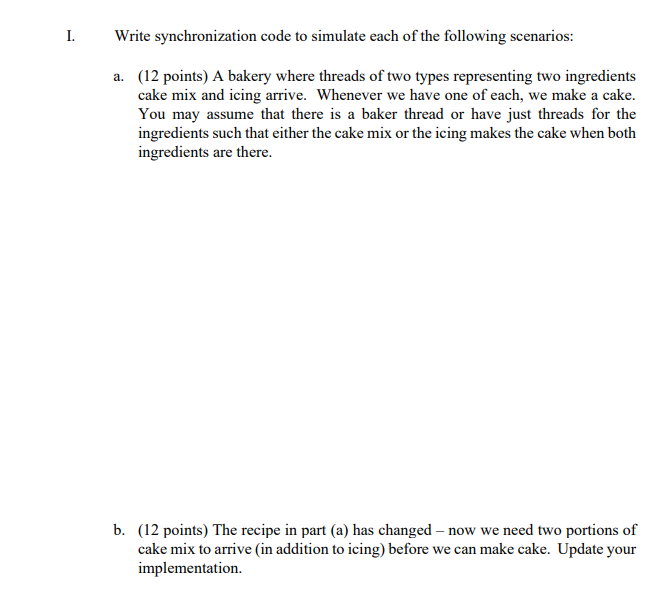 Solved I Write Synchronization Code To Simulate Each Of The 6074