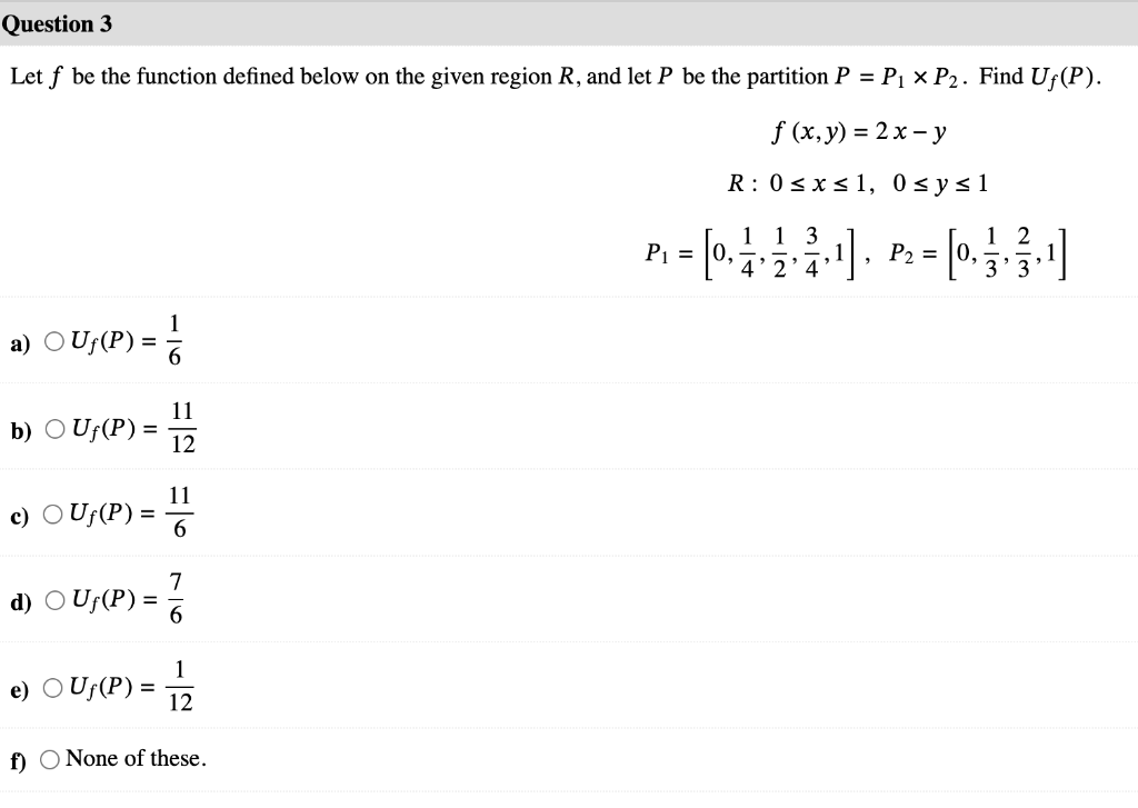 Solved Let f be the function defined below on the given | Chegg.com