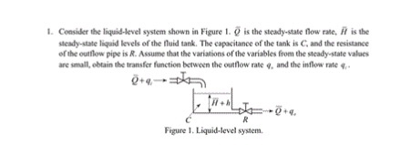 Solved 1 Consider the liquid-level system shown in Figure . | Chegg.com