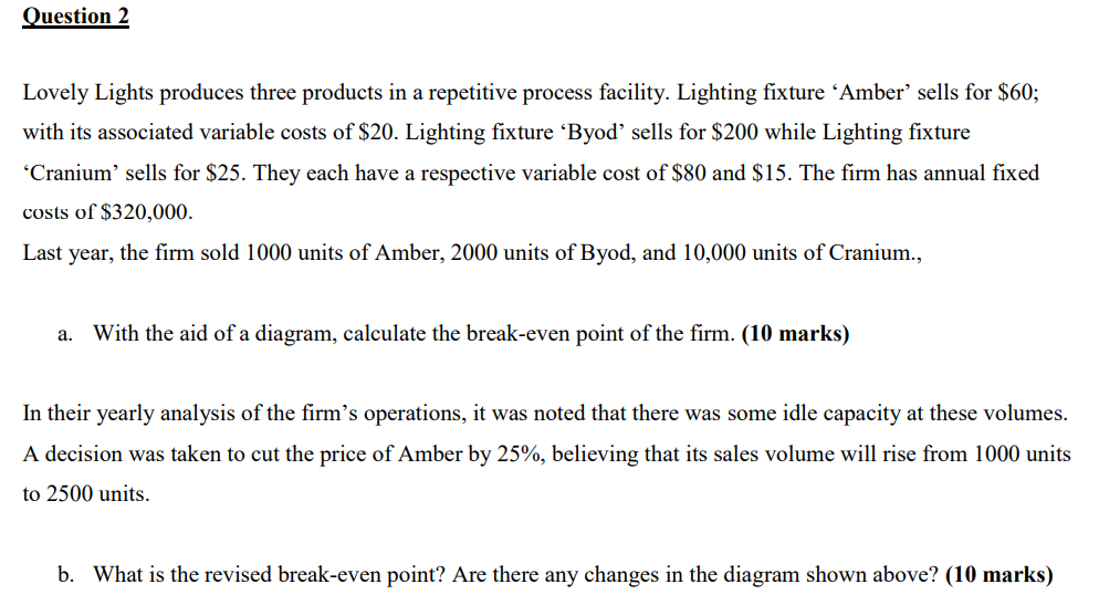 Solved Lovely Lights produces three products in a repetitive | Chegg.com