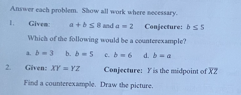 Solved Answer each problem. Show all work where necessary. | Chegg.com