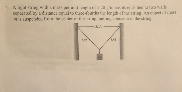 Solved A light string with a mass per unit length of 5.20 | Chegg.com