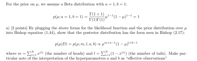 Solved For the prior on μ, we assume a Beta distribution | Chegg.com