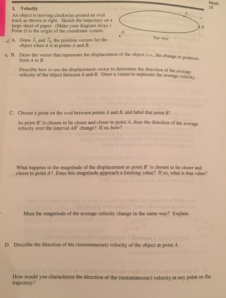 Solved Mech 15 I. Velocity An object is moving clockwise | Chegg.com