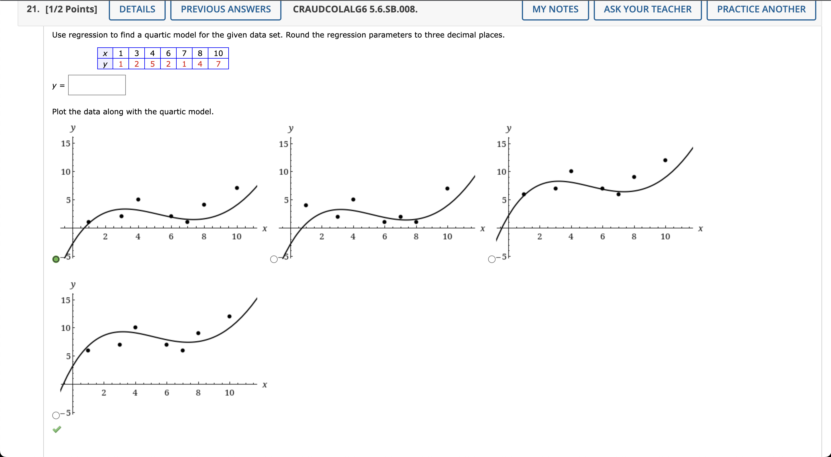 Plot the data along with the quartic model. | Chegg.com