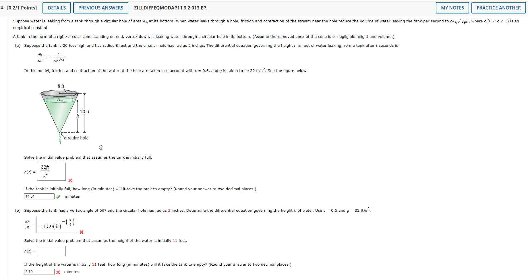 Solved empirical constant. dtdh=−6h3/25. In this model, | Chegg.com
