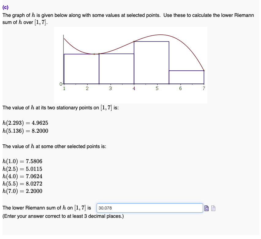Solved The graph of h is given below along with some values | Chegg.com