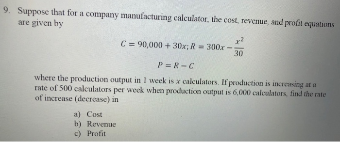 Solved Suppose that for a company manufacturing calculator, | Chegg.com