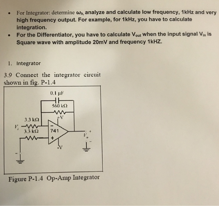 Solved For Integrator: determine wh, analyze and calculate | Chegg.com