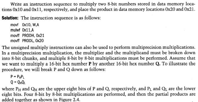 Solved Write an instruction sequence to multiply two 8-bit | Chegg.com