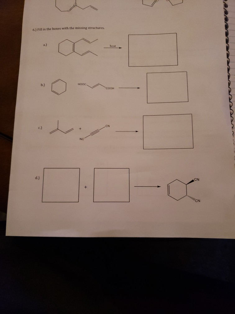 Solved 6.) Fill in the boxes with the missing structures. | Chegg.com