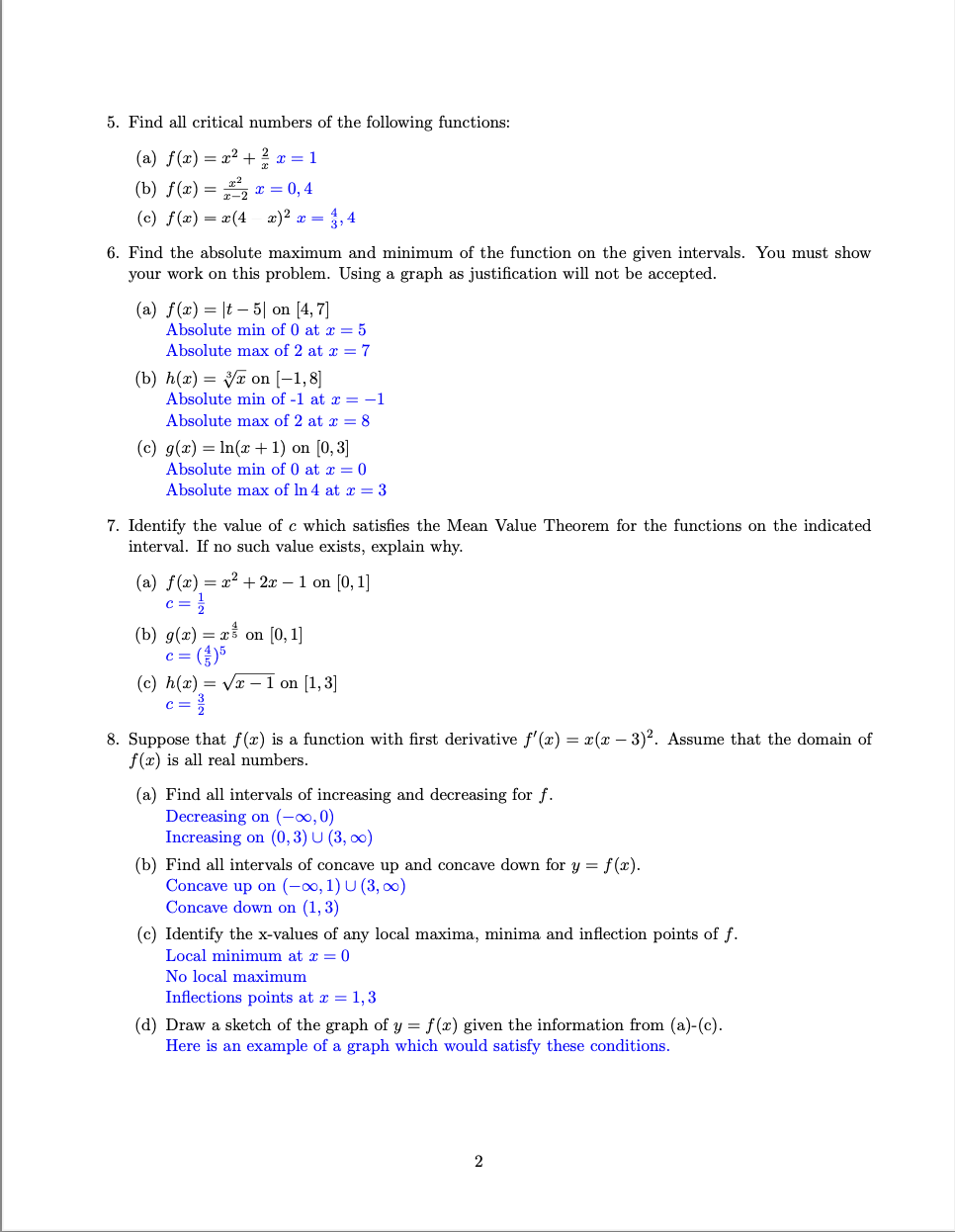 Solved MATH 425: Calculus 1, Spring 2021 Exam 3 Review | Chegg.com