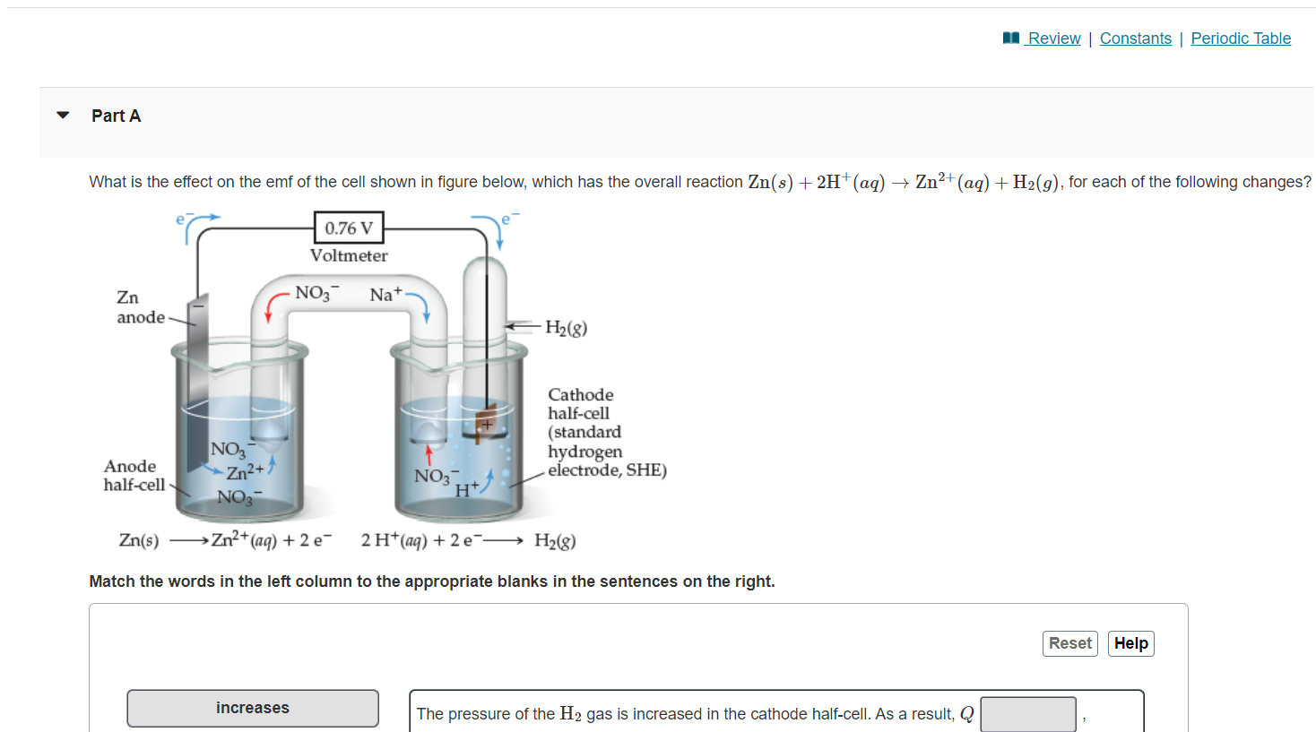 Solved What is the effect on the emf of the cell shown in | Chegg.com