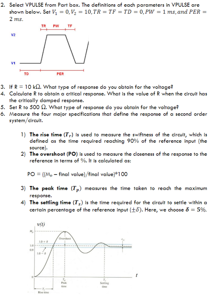 Solved 1. Open PSpice and build the circuit shown below. Set | Chegg.com
