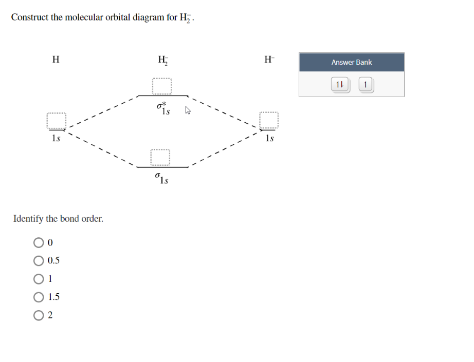 Solved Construct The Molecular Orbital Diagram For H Answer