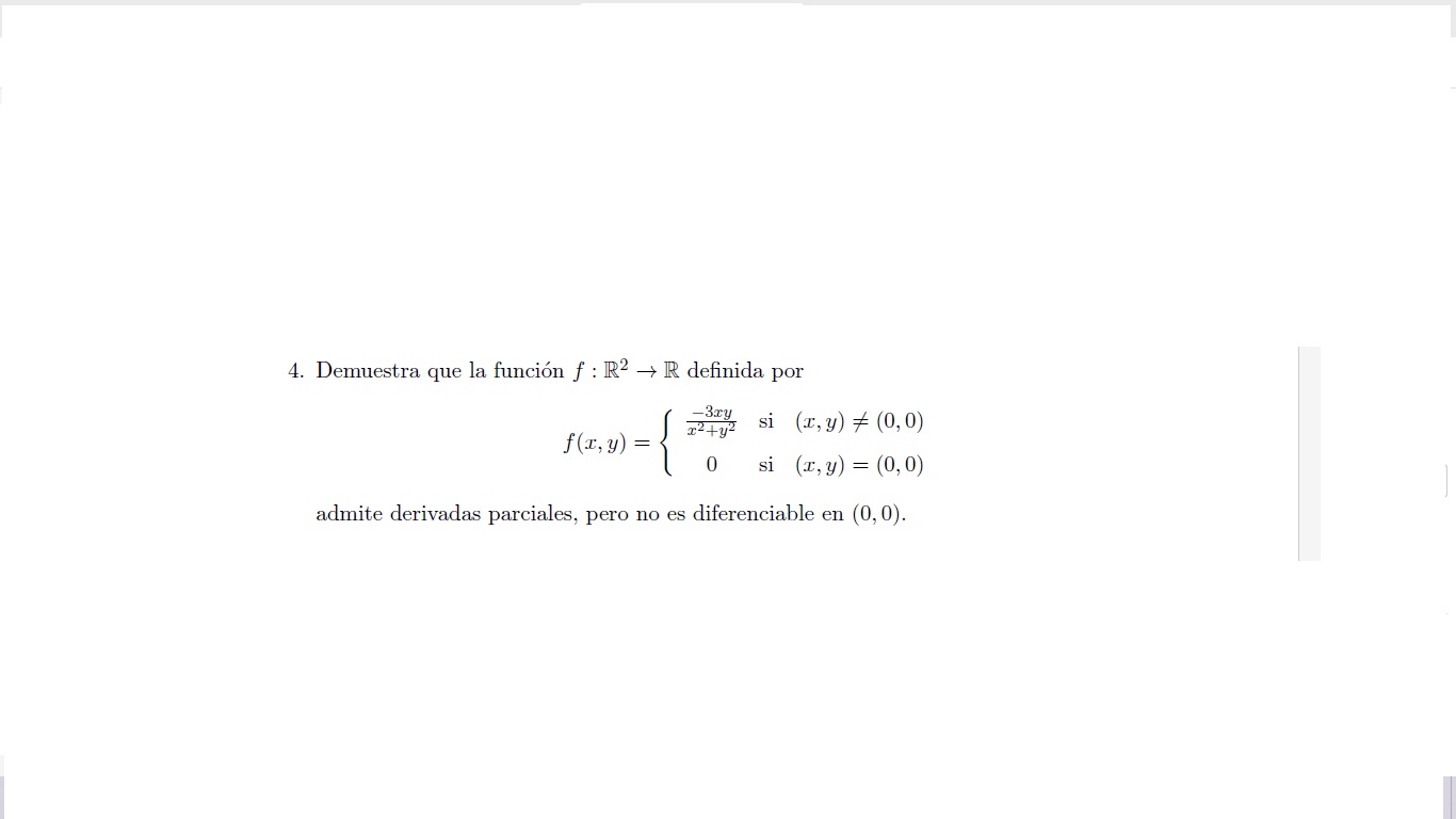 [Solved]: .... 4. Demuestra que la funcin ( f: mathbb{R}