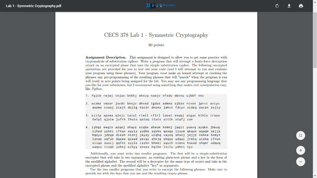source code along with the decrypted phrases. Make | Chegg.com