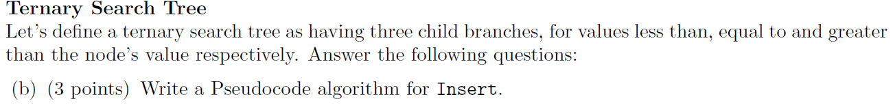 Ternary search Iree Let's define a ternary search | Chegg.com