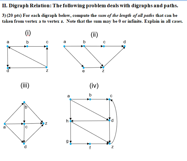 Solved II. Digraph Relation: The following problem deals | Chegg.com