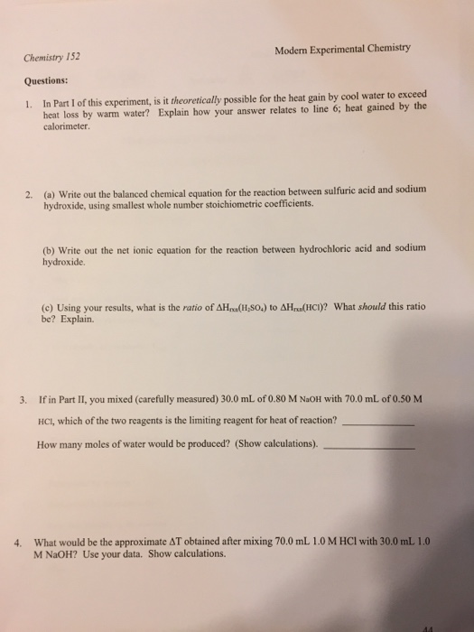 Solved Need help with calculations on page 43..... (I) heat | Chegg.com