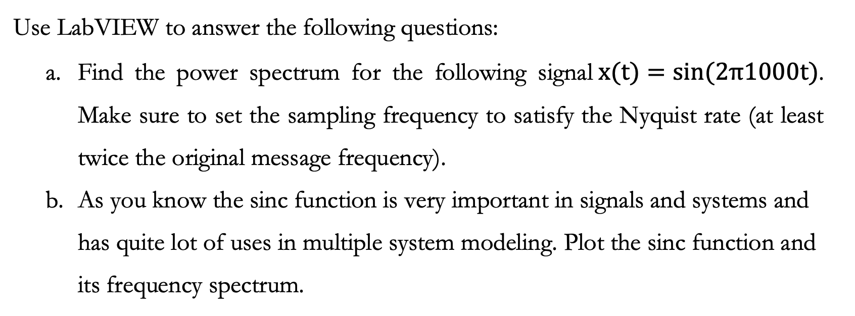 Use LabVIEW to answer the following questions: a. | Chegg.com