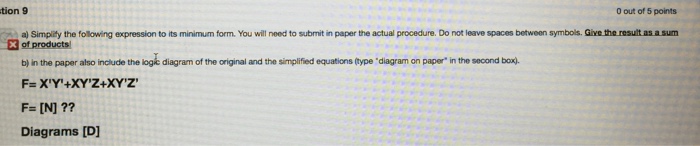Solved Simplify the following expression to its minimum | Chegg.com