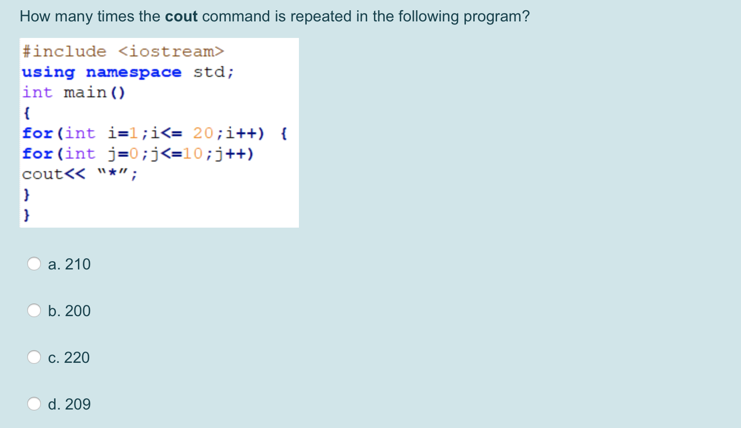Solved How many times the cout command is repeated in the | Chegg.com