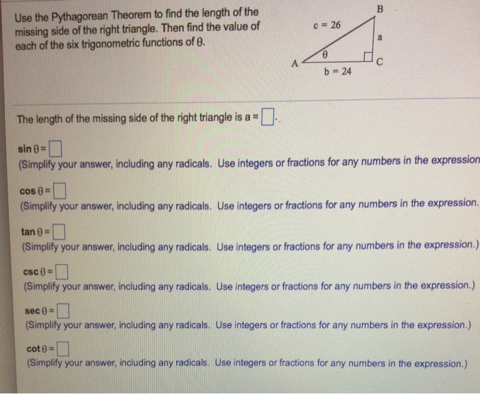 Solved Use the Pythagorean Theorem to find the length of the | Chegg.com