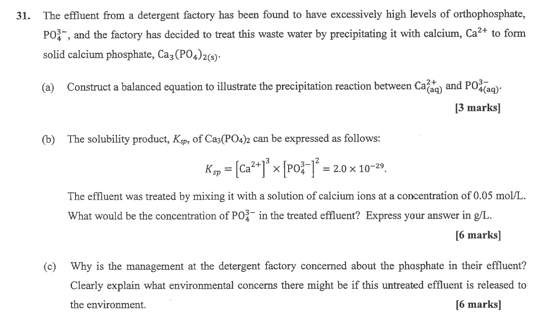 Solved 1. The effluent from a detergent factory has been | Chegg.com